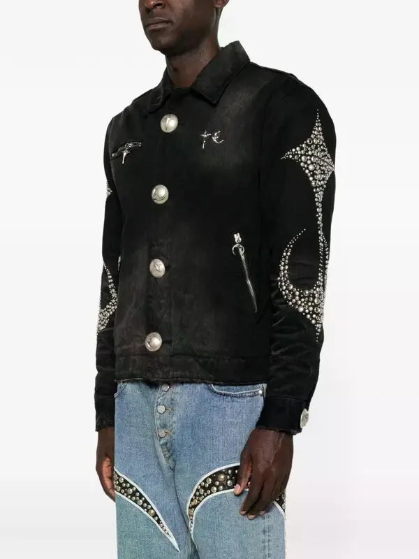 THUG CLUB Stud-embellished Denim Jacket