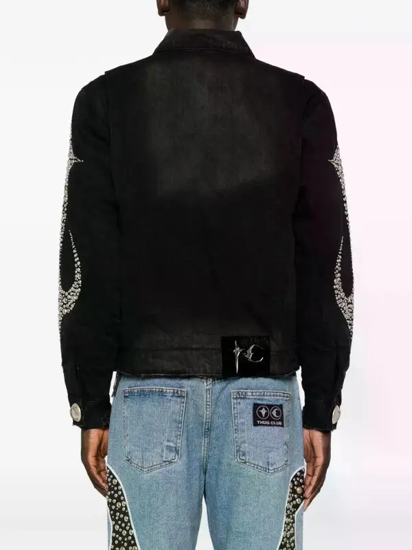 THUG CLUB Stud-embellished Denim Jacket