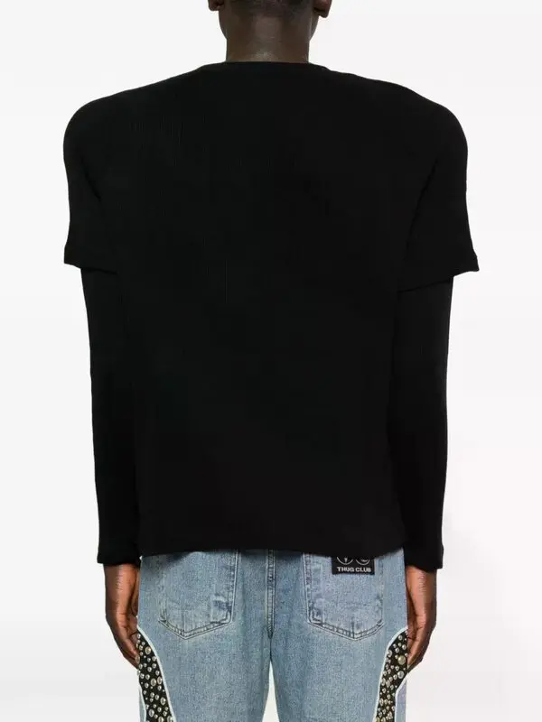 THUG CLUB Skull-print Layered-sleeve Sweatshirt