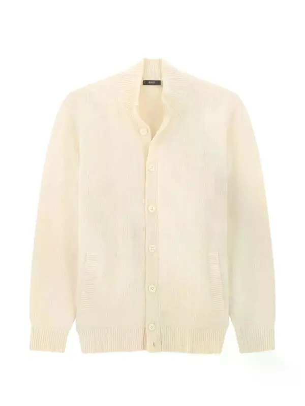 Boggi Milano Cardigan Roll-neck Jumper In Cashmere-wool - Neutrals