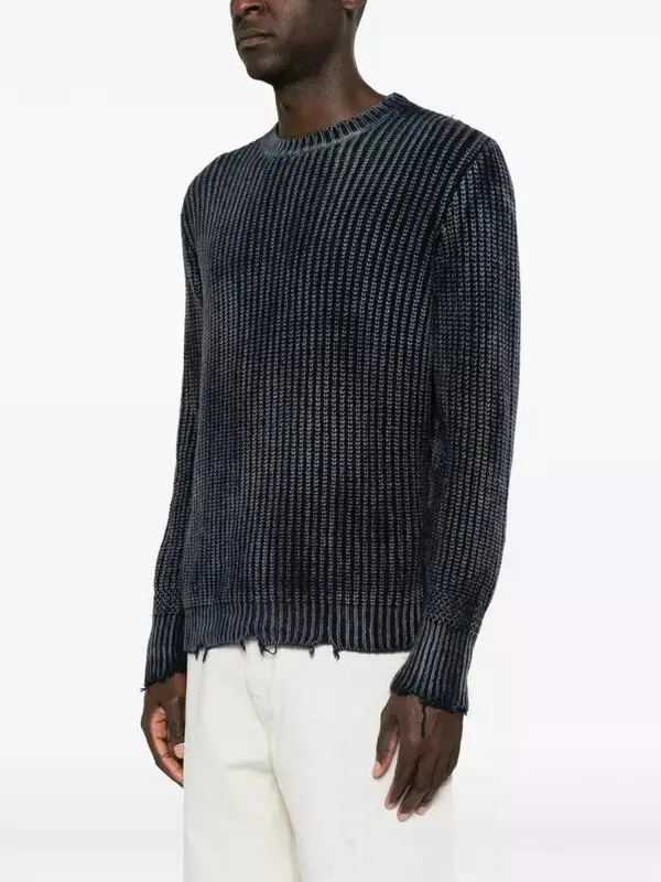Avant Toi Ribbed-knit Distressed Sweater
