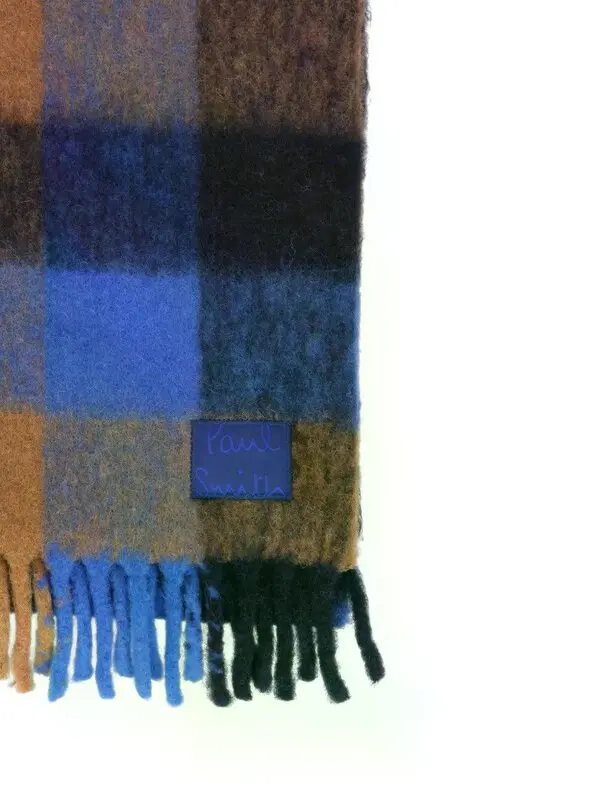 Paul Smith And Tan Brushed Check Scarf - Blue