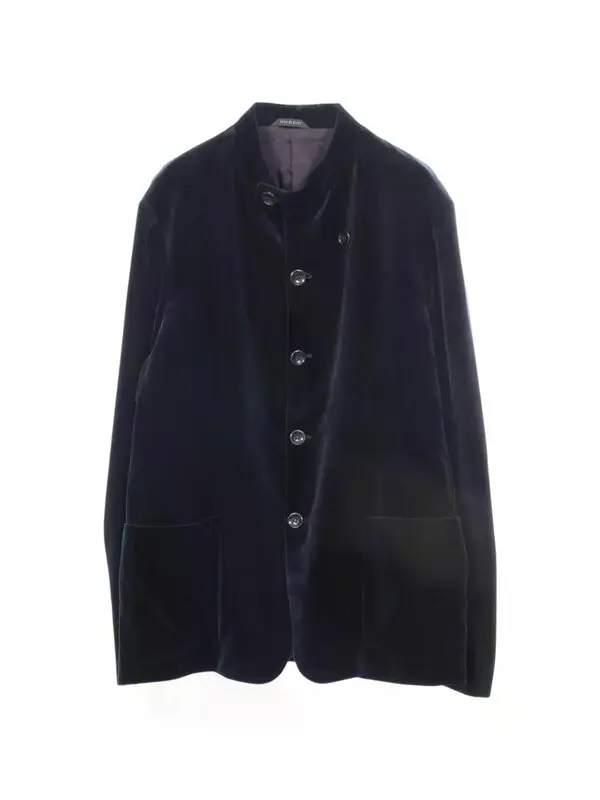 Giorgio Armani 2000s Stand Collar Velour Jacket - Blue
