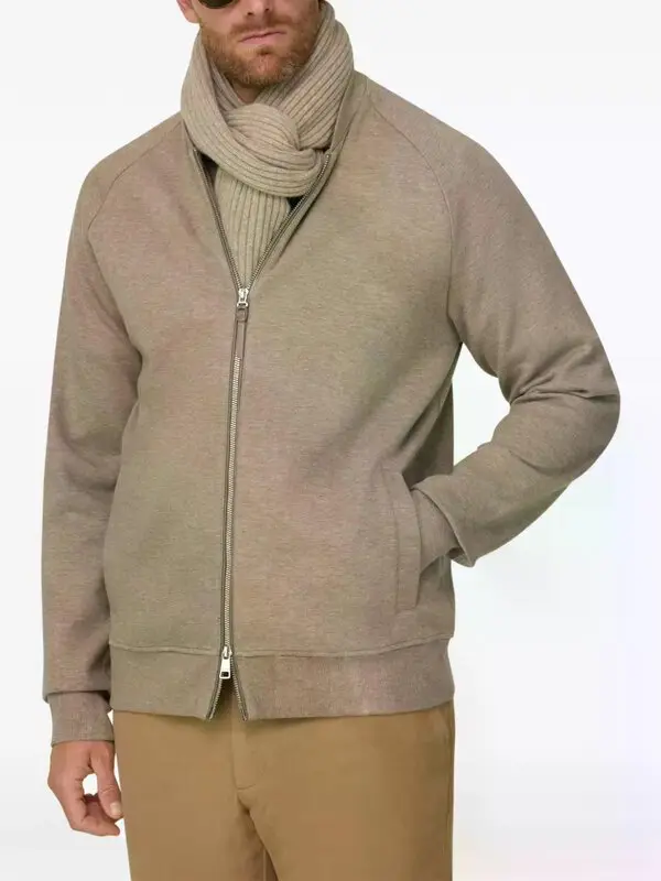 Boggi Milano Full-zip Sweatshirt In Scuba Cotton Blend Mélange