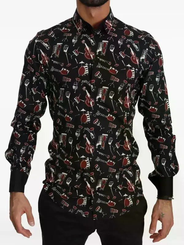 Dolce & Gabbana Musical-instrument-print Cotton Shirt