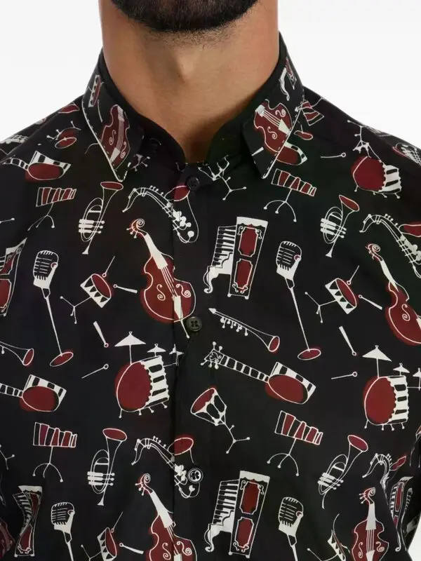 Dolce & Gabbana Musical-instrument-print Cotton Shirt