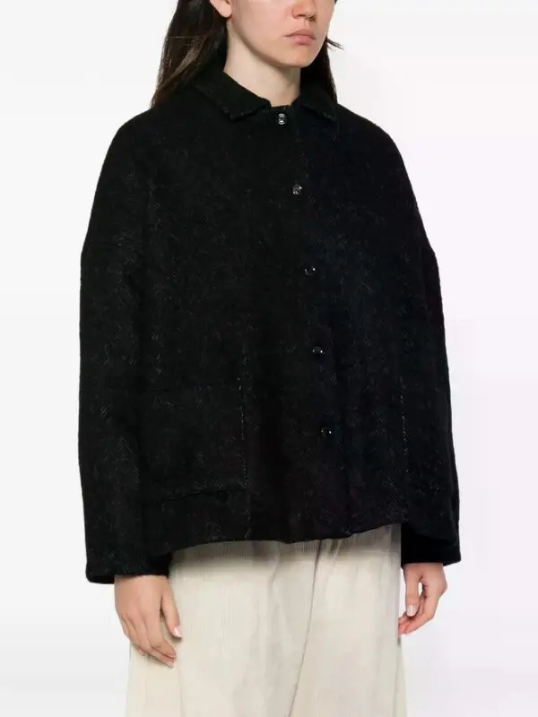 Apuntob Herringbone-pattern Front-button Jacket