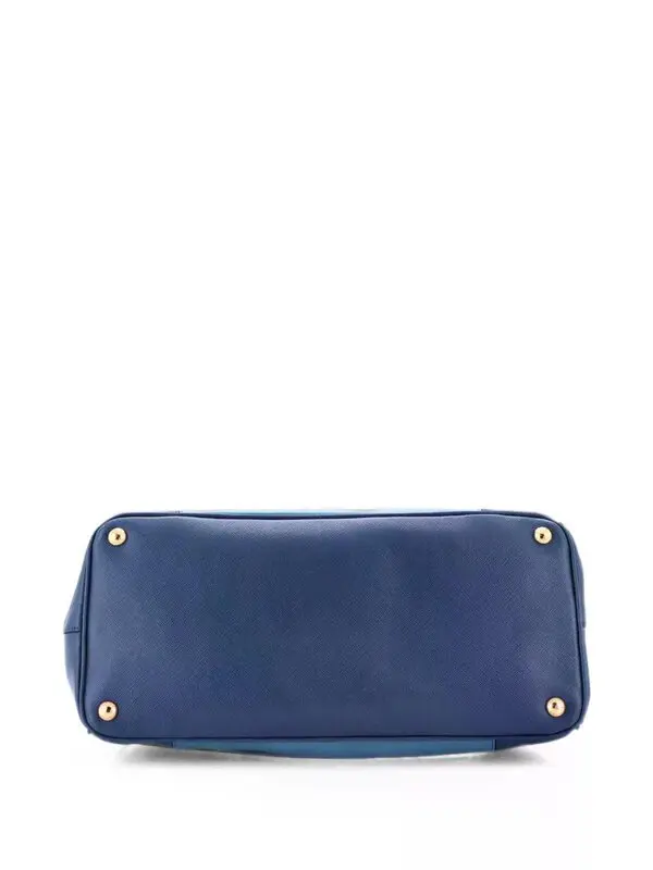 Prada Bicolor Double Zip Lux Saffiano Leather Medium Tote Bag