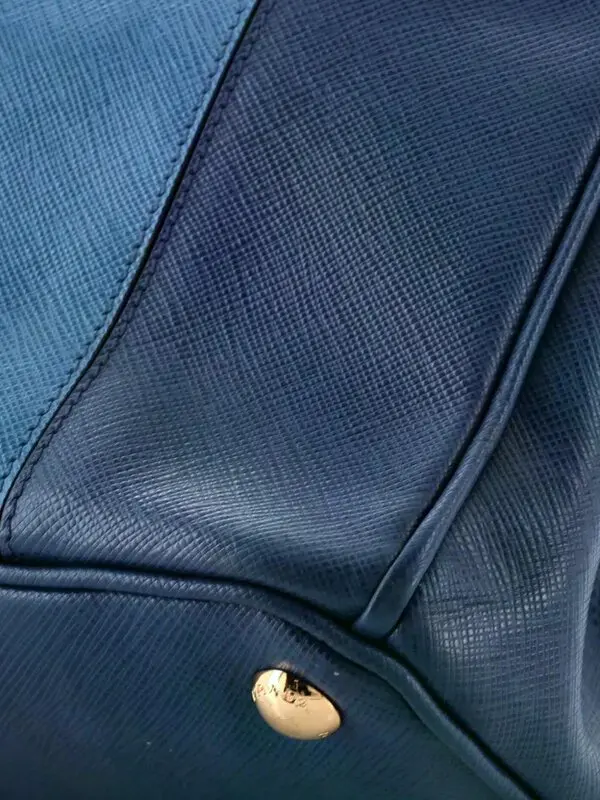 Prada Bicolor Double Zip Lux Saffiano Leather Medium Tote Bag