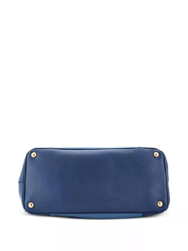 Prada Bicolor Double Zip Lux Saffiano Leather Medium Tote Bag