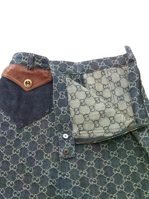 Gucci 2010s Gg Jacquard Denim Mini Skirt