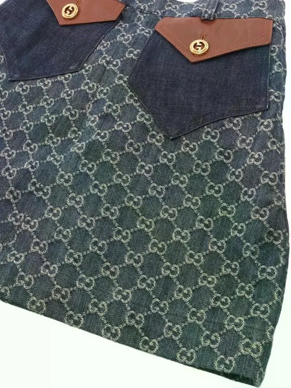 Gucci 2010s Gg Jacquard Denim Mini Skirt