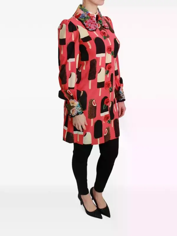 Dolce & Gabbana Ice Cream-print Floral-appliqué Dress