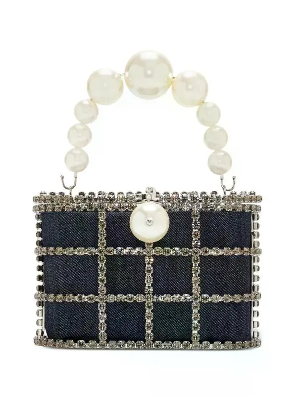 Rosantica Holli Crystal-caged Denim Mini Bag - Blue