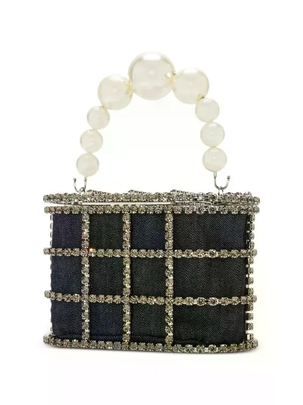 Rosantica Holli Crystal-caged Denim Mini Bag - Blue
