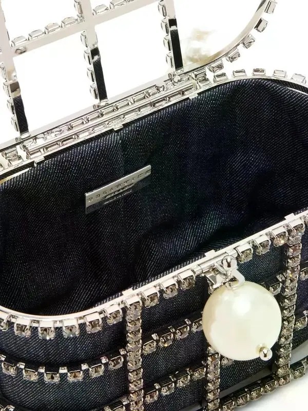 Rosantica Holli Crystal-caged Denim Mini Bag - Blue