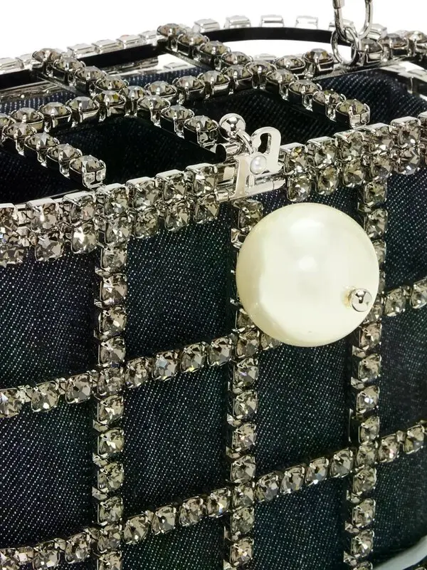Rosantica Holli Crystal-caged Denim Mini Bag - Blue