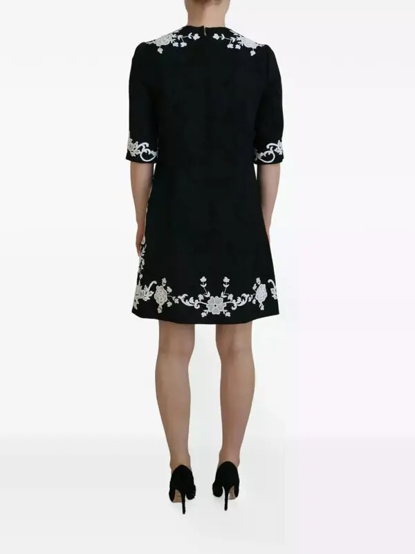 Dolce & Gabbana Floral-embroidered Dg Logo Dress