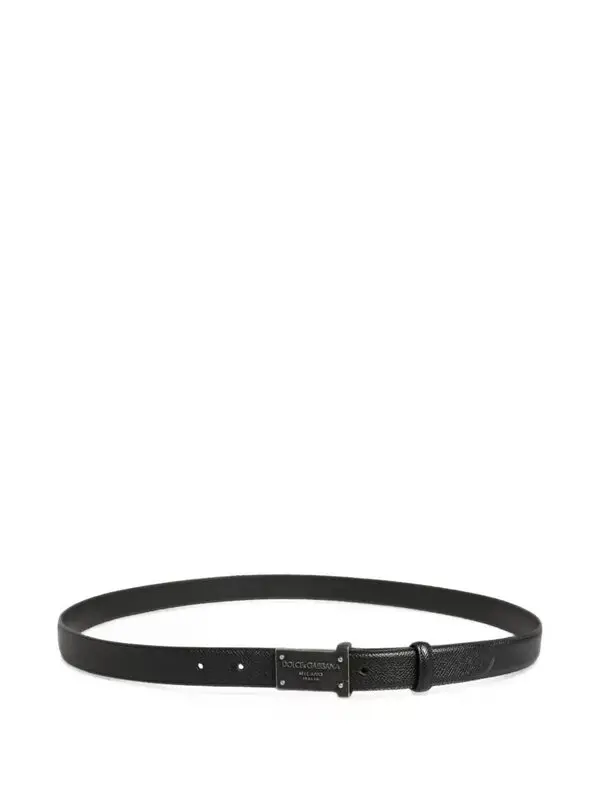 Dolce & Gabbana Logo-plaque Leather Belt - Black