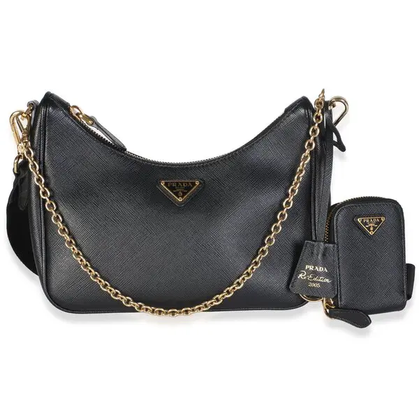 Prada Saffiano Re-edition 2005 Shoulder Bag - Black