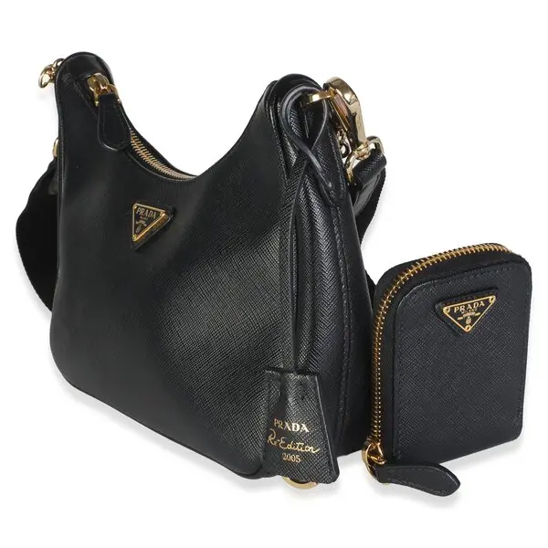 Prada Saffiano Re-edition 2005 Shoulder Bag - Black
