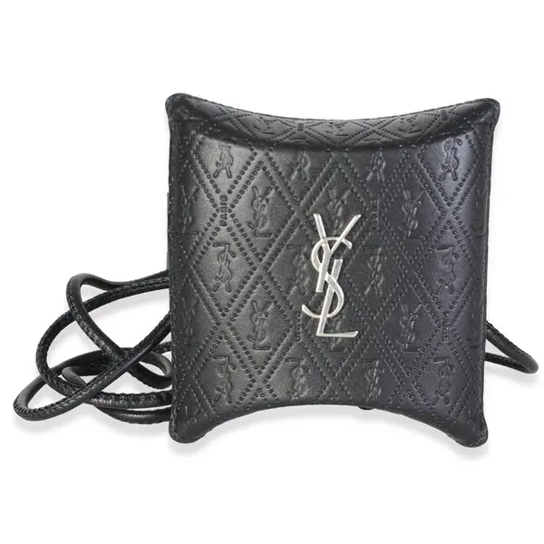 Saint Laurent Leather Sunrise Airpods Case - Black