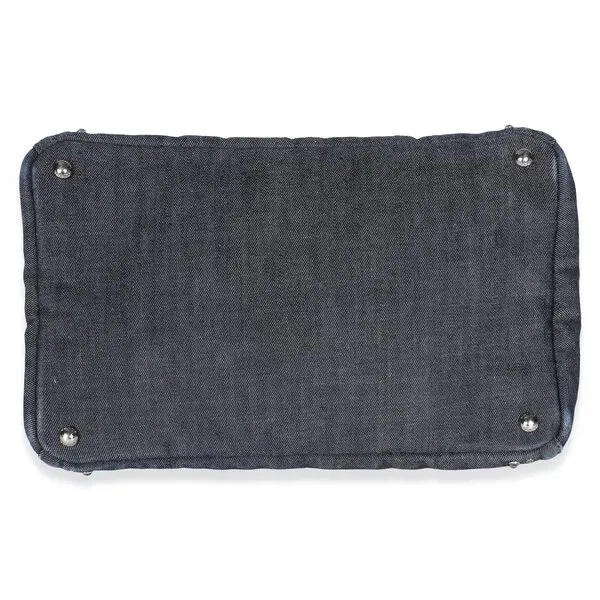 Prada Blue Crystal Embellished Denim Canapa Tote