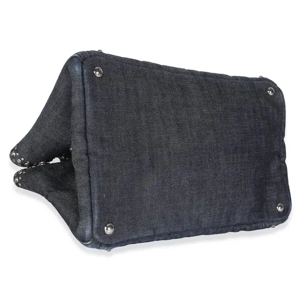Prada Blue Crystal Embellished Denim Canapa Tote