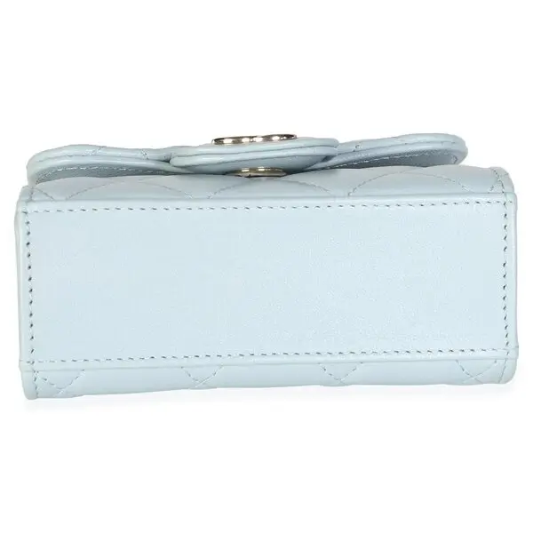 Chanel Light Quilted Lambskin Top Handle Clutch With Chain