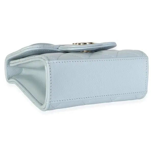 Chanel Light Quilted Lambskin Top Handle Clutch With Chain