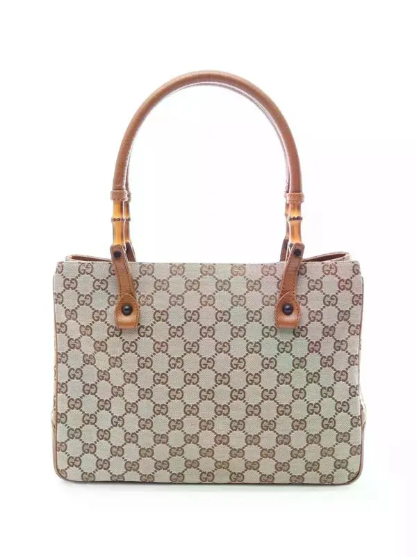 Gucci 2010s Bamboo Gg-canvas Tote Bag - Neutrals