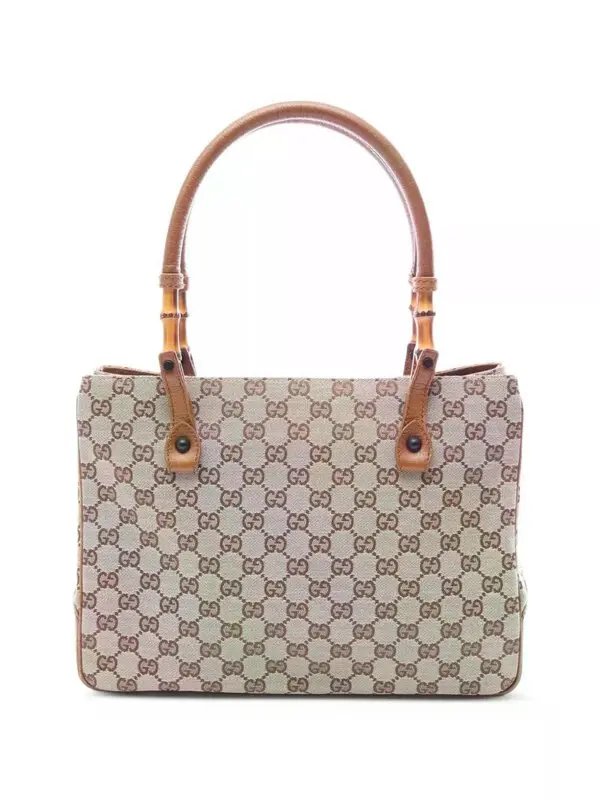 Gucci 2010s Bamboo Gg-canvas Tote Bag - Neutrals