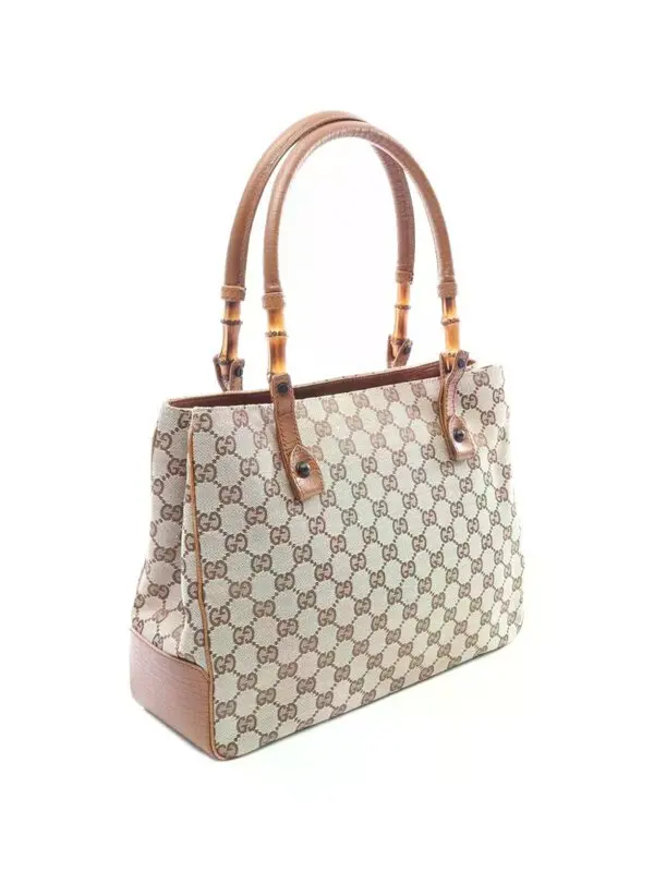 Gucci 2010s Bamboo Gg-canvas Tote Bag - Neutrals
