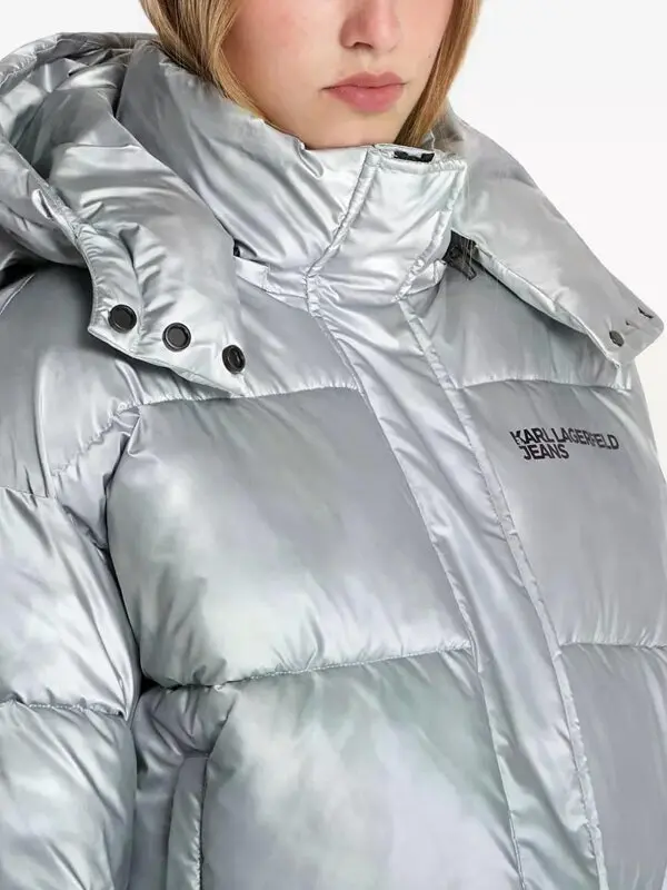 Karl Lagerfeld Metallic-effect Hooded Puffer Jacket