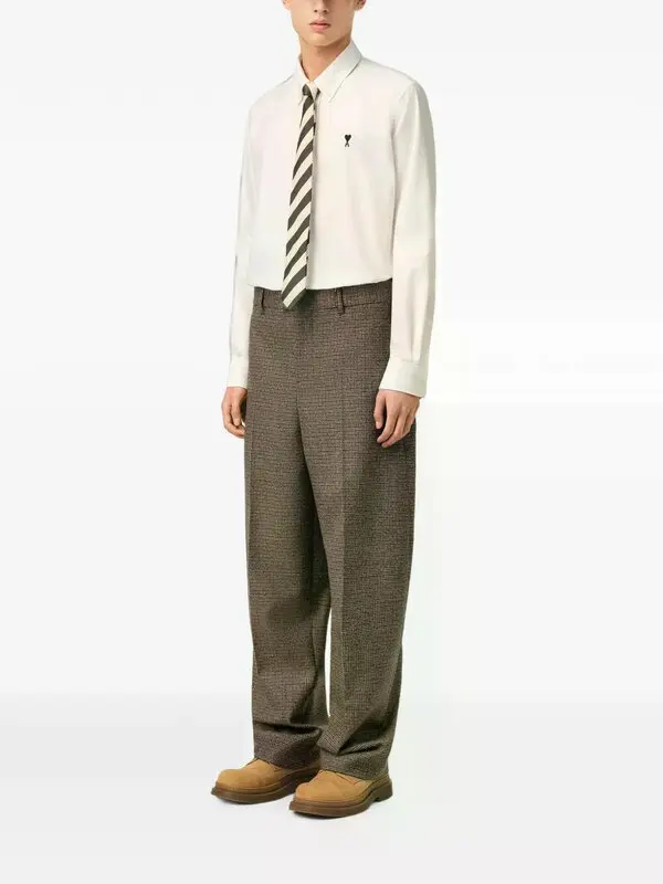 AMI Paris Houndstooth Balloon-fit Wool Trousers