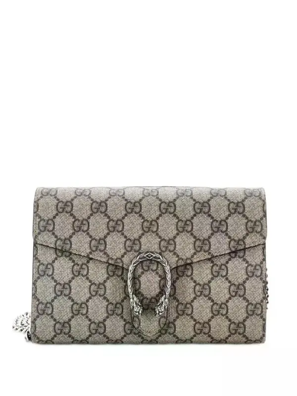Gucci Dionysus Chain Wallet Gg Coated Canvas Small Crossbody Bag - Brown