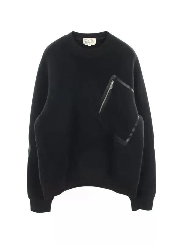 Hermès 2010s Leather-trim Sweatshirt - Black