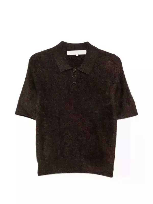 ABSOLUT CASHMERE Margot Button-up Polo Sweater - Brown