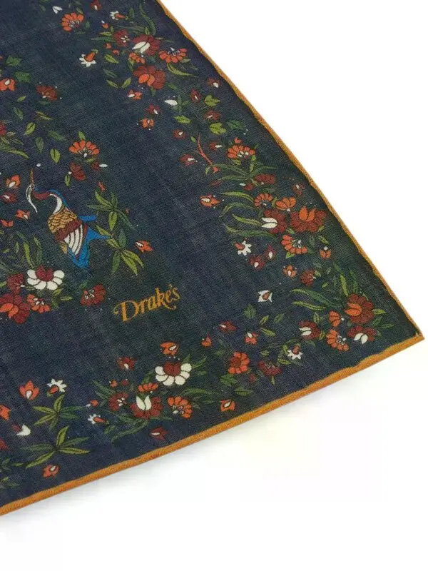 DRAKE'S Birds Of Paradise-print Square Scarf