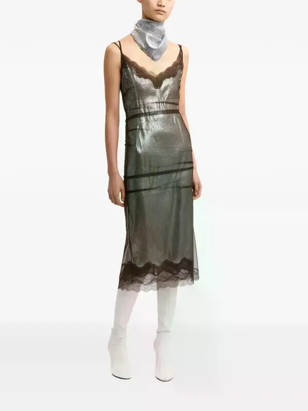 16Arlington Andrea Lace-trimmed Sequin-embellished Midi Dress