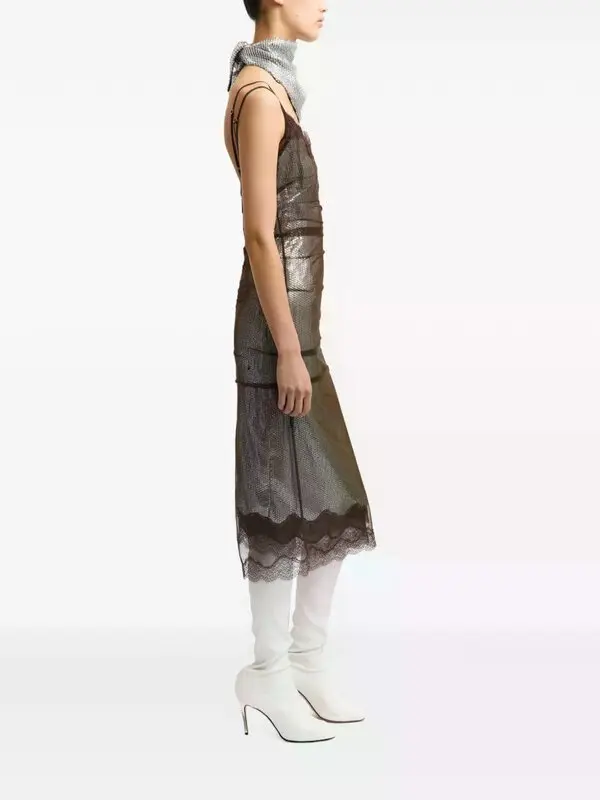 16Arlington Andrea Lace-trimmed Sequin-embellished Midi Dress
