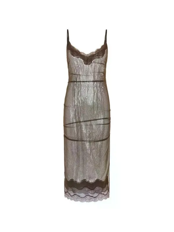 16Arlington Andrea Lace-trimmed Sequin-embellished Midi Dress