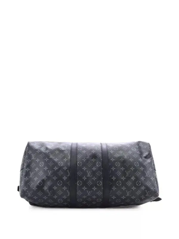 LOUIS VUITTON Keepall Bandouliere Bag Monogram Eclipse Canvas 55 Travel Bag - Black