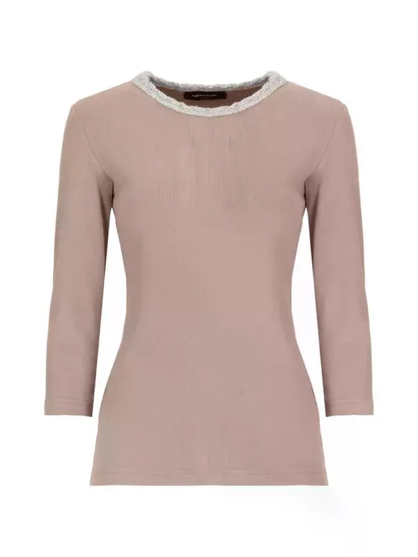 Fabiana Filippi Sequin-embellished Three-quarter Sleeve T-shirt - Neutrals