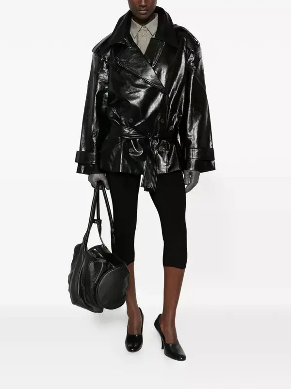 LA PISCINE Double-breasted Belted Jacket