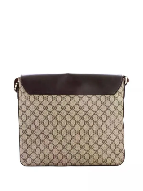 Gucci Flap Messenger Bag Gg Coated Canvas With Leather Large Crossbody Bag