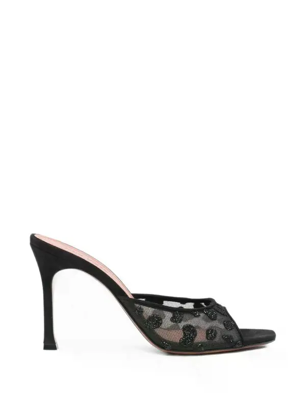 Amina Muaddi Alexa Mesh Slipper 95 Leopard-pattern Heeled Sandals