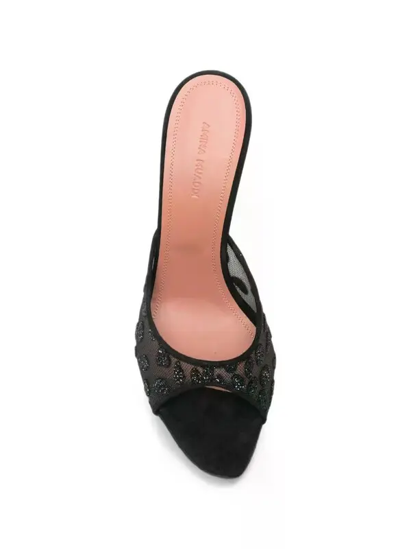 Amina Muaddi Alexa Mesh Slipper 95 Leopard-pattern Heeled Sandals