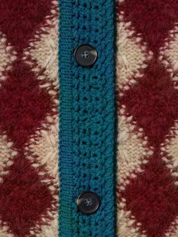 La DoubleJ Crochet Harlequin-pattern Cardigan