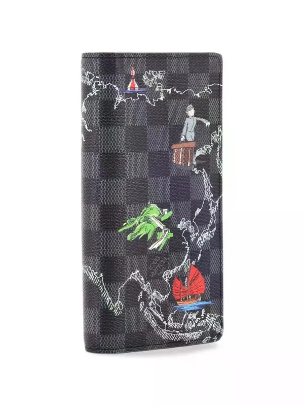 LOUIS VUITTON Brazza Wallet Limited Edition Renaissance Map Damier Graphite Small Wallets - Black